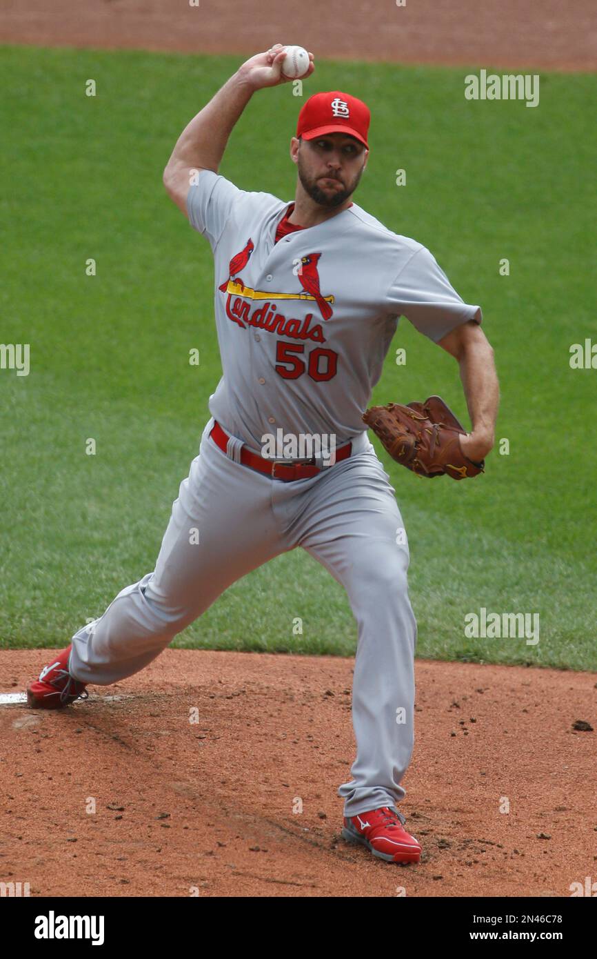 St. Louis Cardinals starting pitcher Adam Wainwright throws against the ...