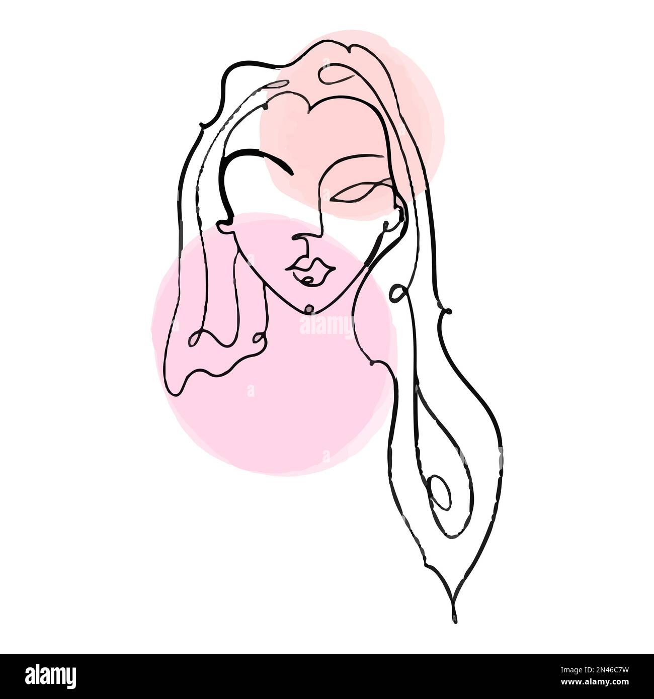 Simple Minimalist Vector Illustration Of Beautiful Woman Face Line