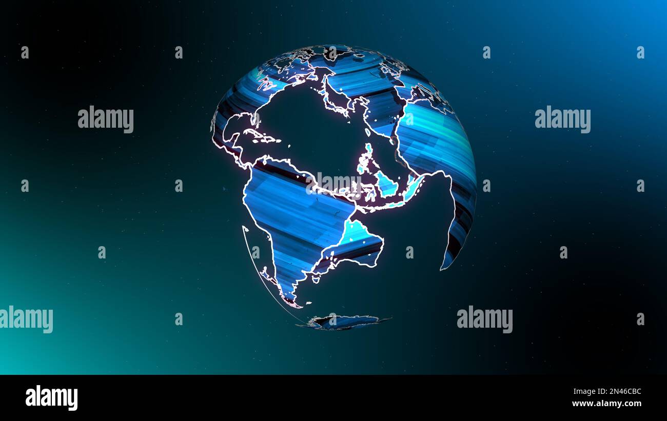 Techy earth map globe. Abstract colorful particles earth globe Stock ...