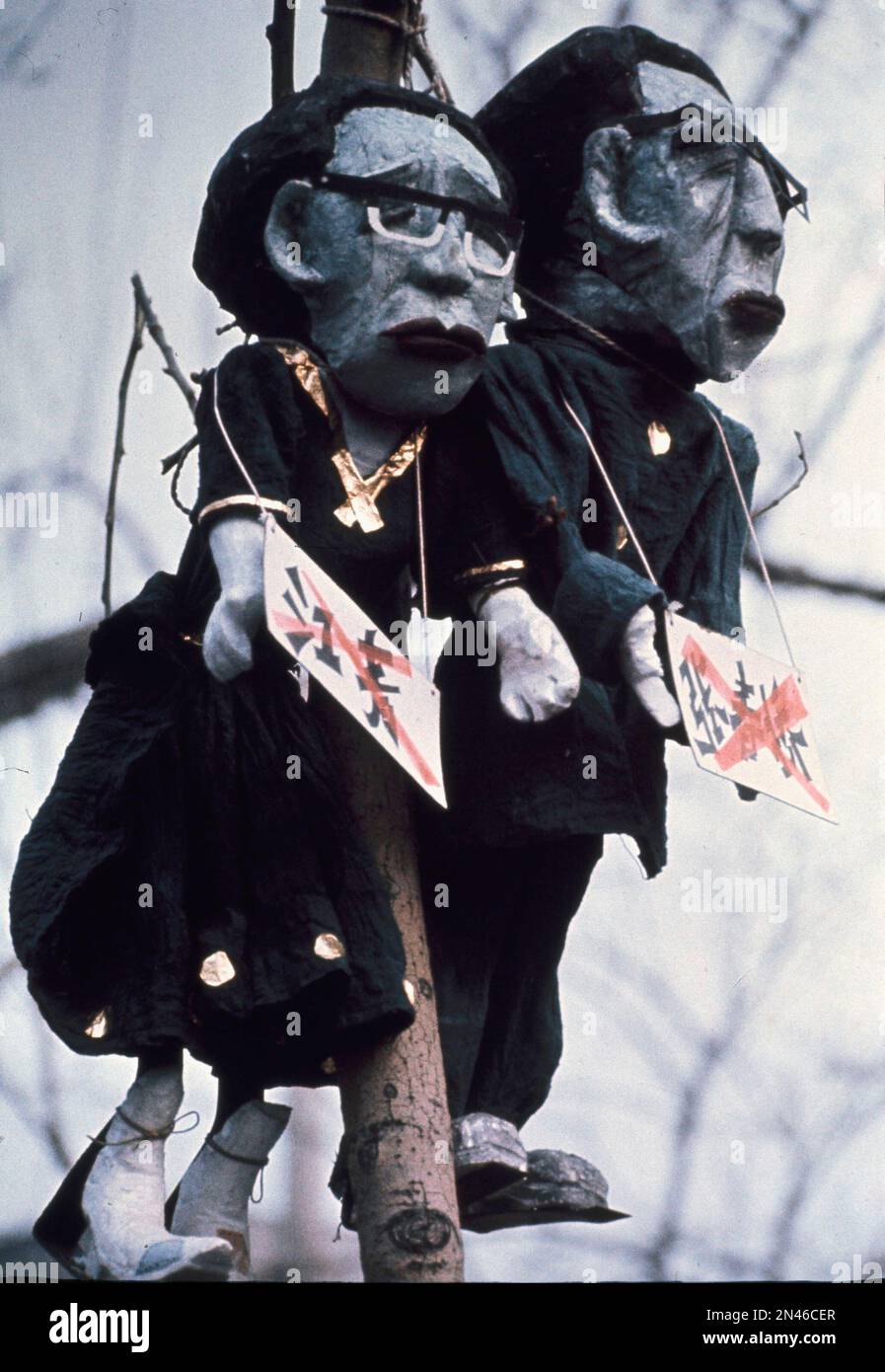 Effigies of the "Gang of Four" are hung on a tree in Beijing's ...