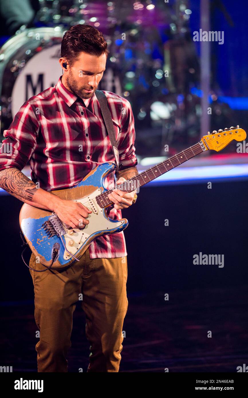 Vocalist Adam Levine of Maroon 5 performs on stage at the iHeartRadio ...