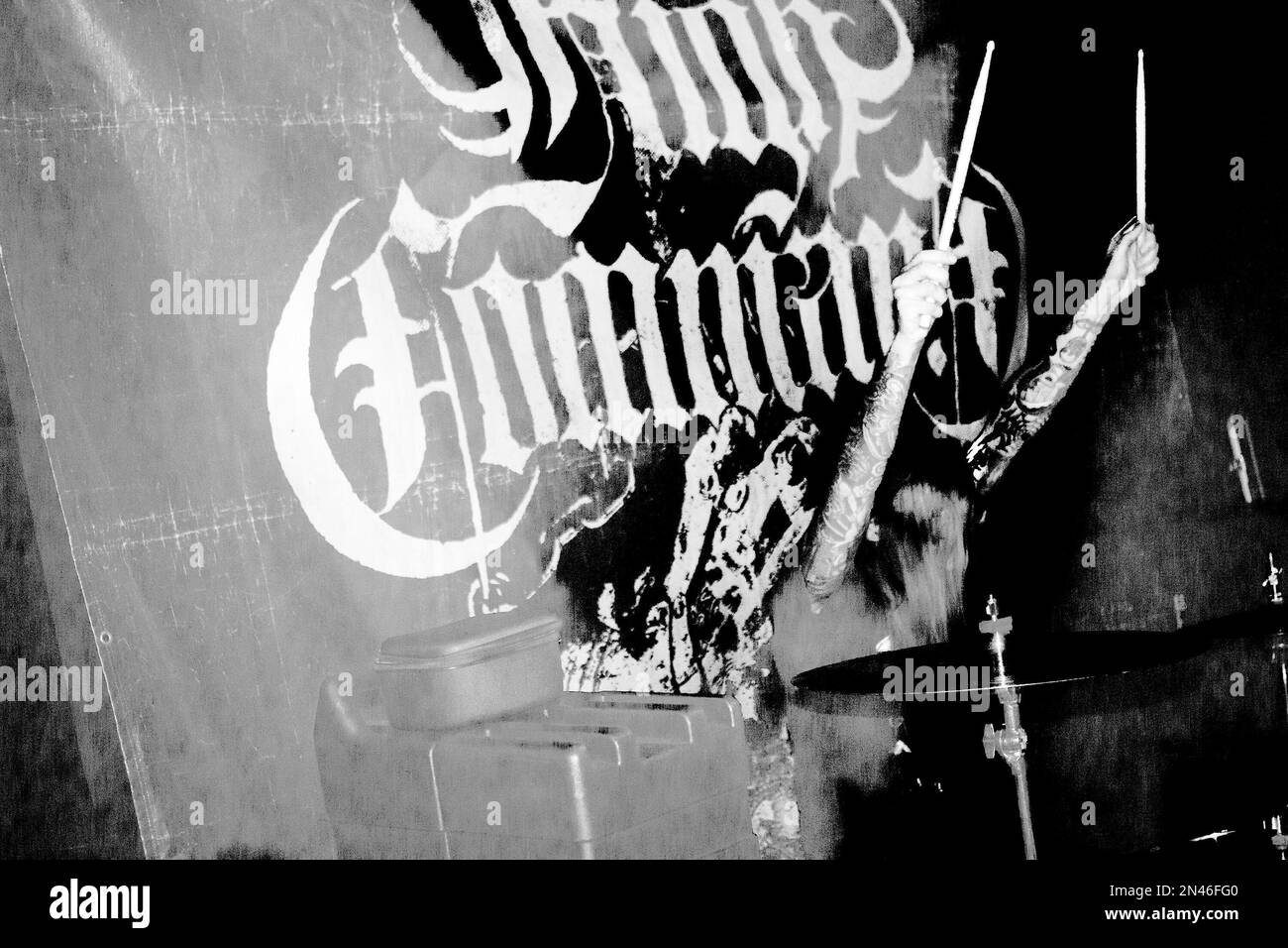 Brooklyn, NY, USA. 8th Jan, 2023. Drummer in punk metal rock band High ...