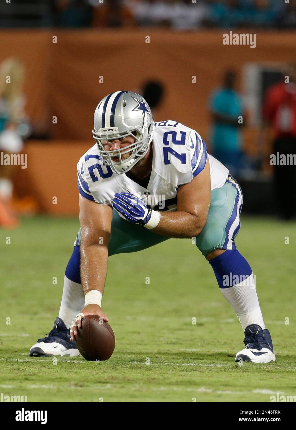 Dallas Cowboys center Travis Frederick (72) on the line of scrimmage ...
