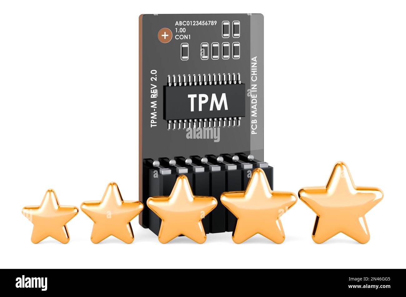 Trusted Platform Module, TPM with five golden stars. 3D rendering ...