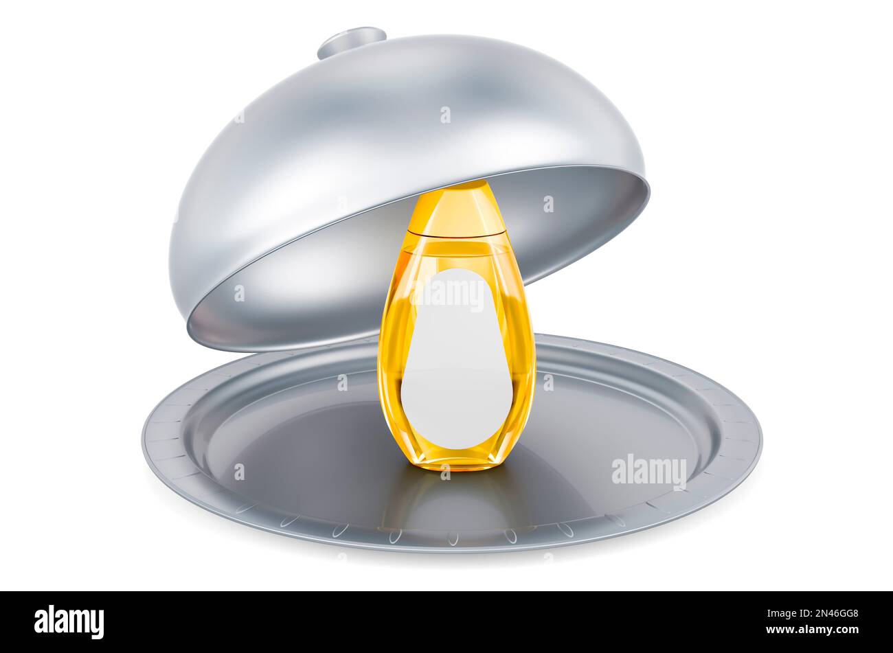 Restaurant cloche with shampoo bottle or bath foam bottle, oil bottle ...