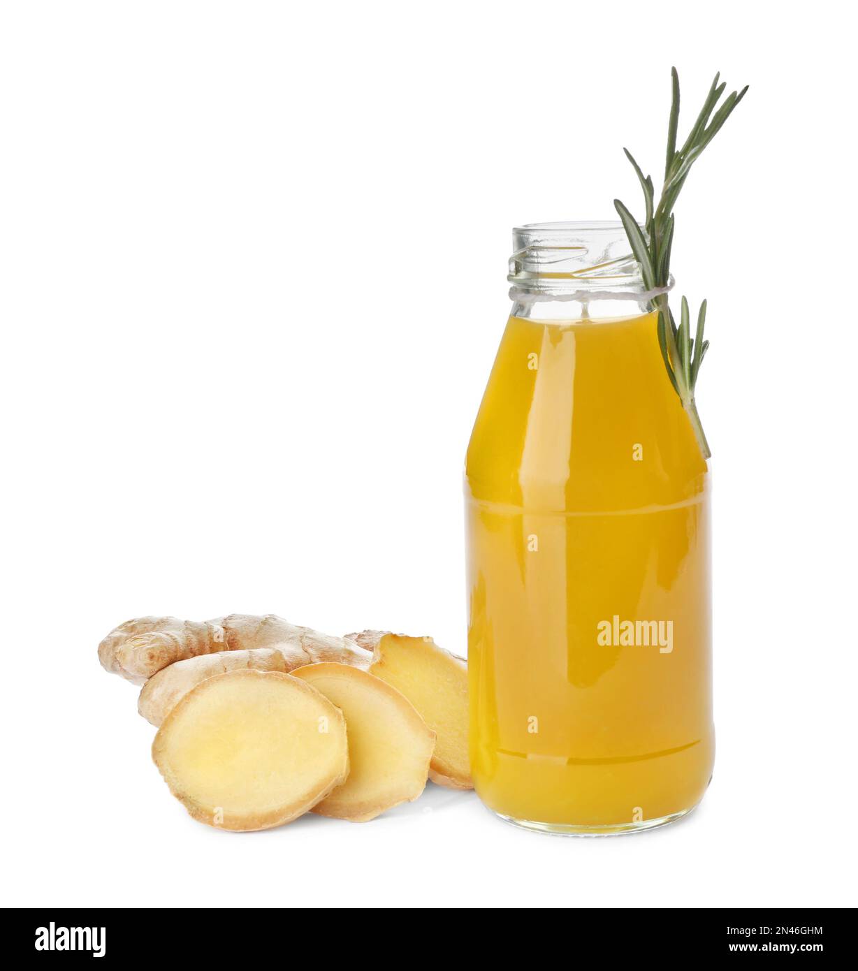 Immunity boosting drink and ginger on white background Stock Photo - Alamy