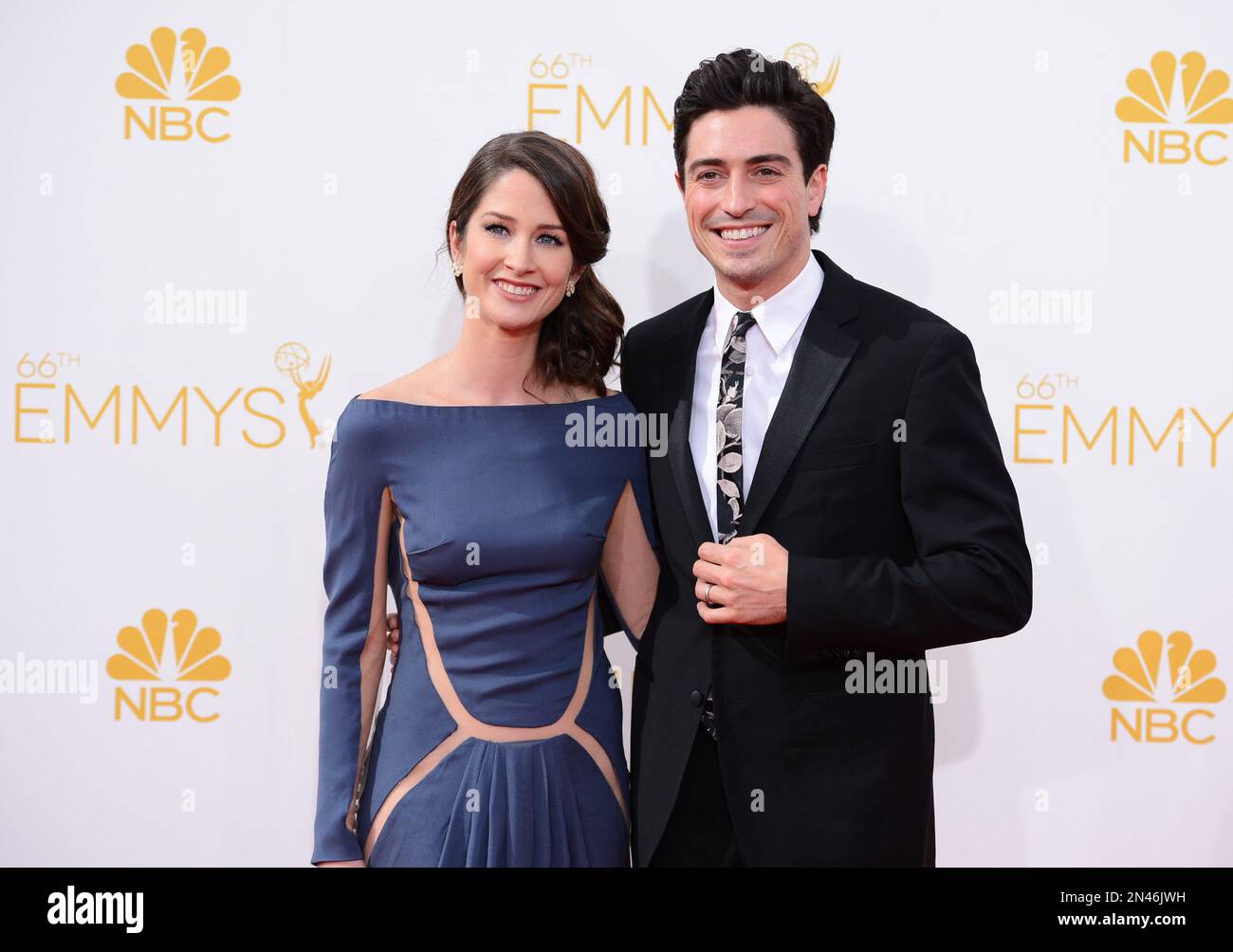 Michelle Mulitz and Ben Feldman arrives at the 66th Annual Primetime ...