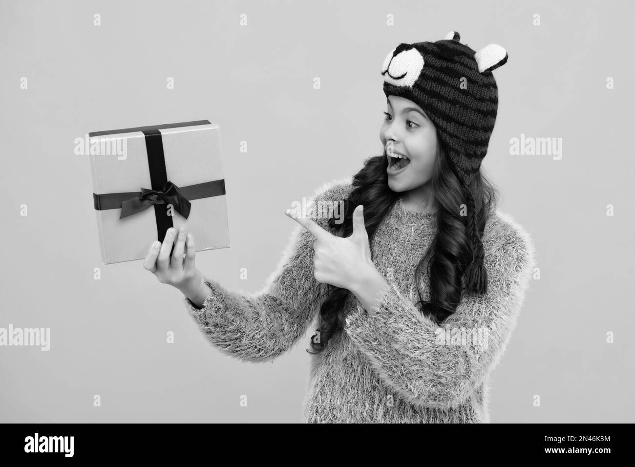 Amazed teenager. Portrait of teenager child girl 12, 13, 14, years old ...