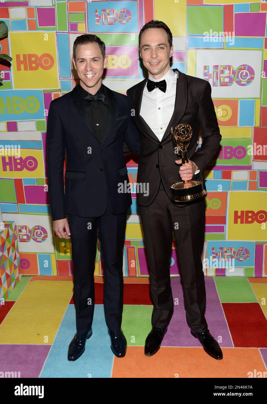 Actor Jim Parsons and boyfriend Todd Spiewak arrive at HBO's Post Emmy ...