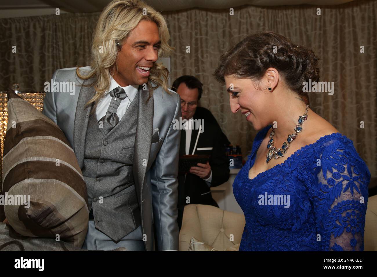 Sparkle Josh Johnson, left, and actress Mayim Bialik in Backstage ...