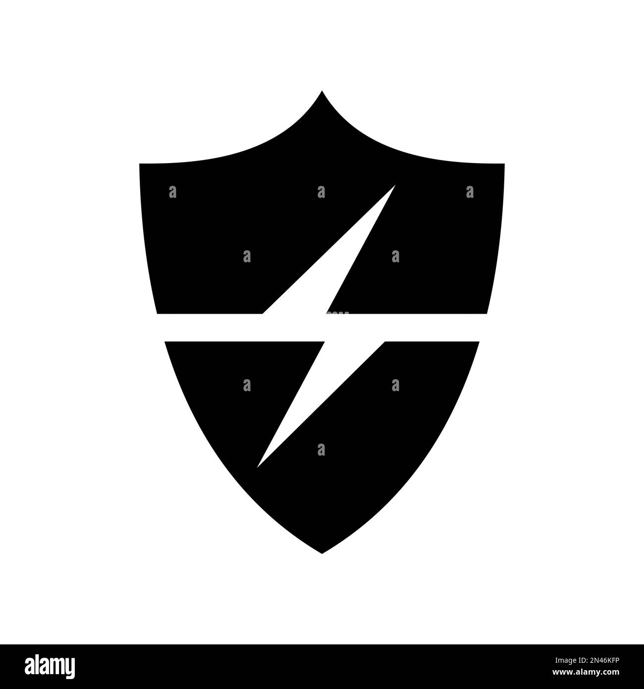 Shield with lightning. Black shield icon. Vector illustration ...