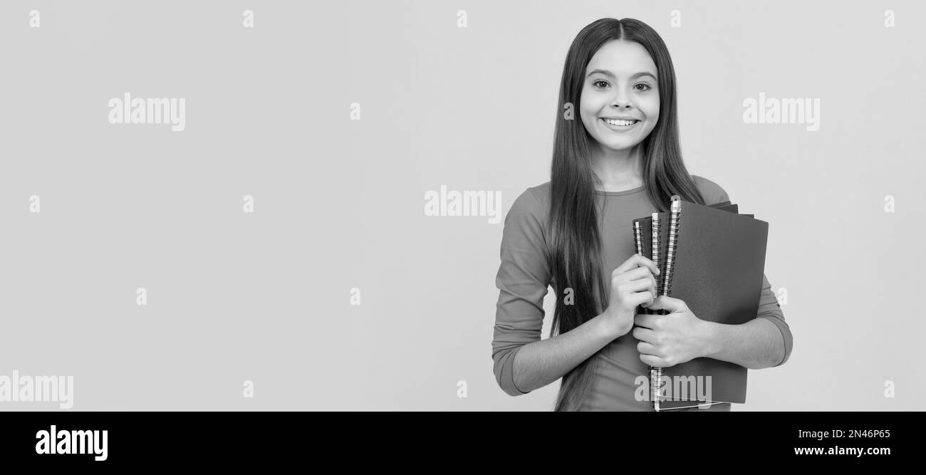 she is ready. teen girl ready for studying. childhood happiness. happy ...