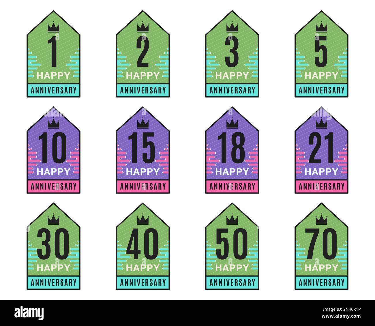 Anniversary Logo Templates Collection. Wedding badges in flat modern ...