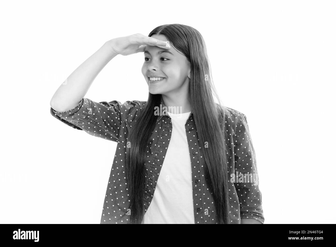Emotional portrait of caucasian teenager child girl isolated on white ...