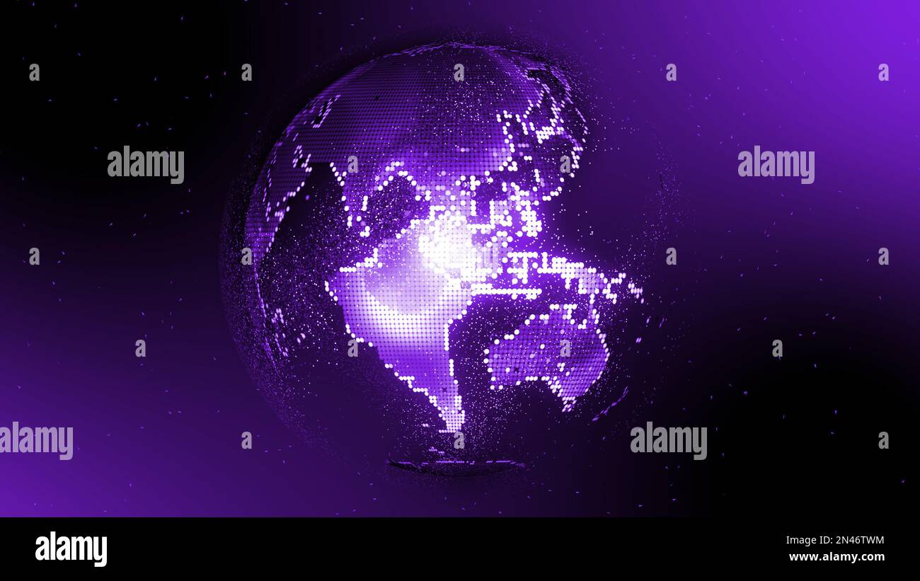 Techy earth map globe. Abstract colorful particles earth globe Stock ...