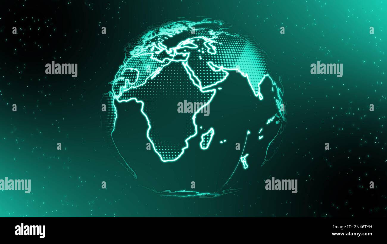 Techy earth map globe. Abstract colorful particles earth globe Stock ...