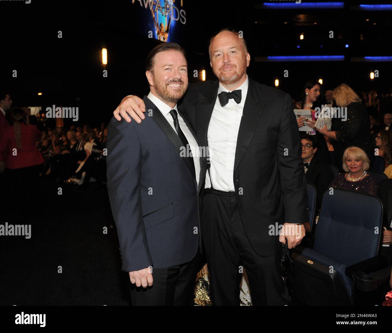 EXCLUSIVE - Actors Ricky Gervais, left, and Louis C.K. in the audience ...