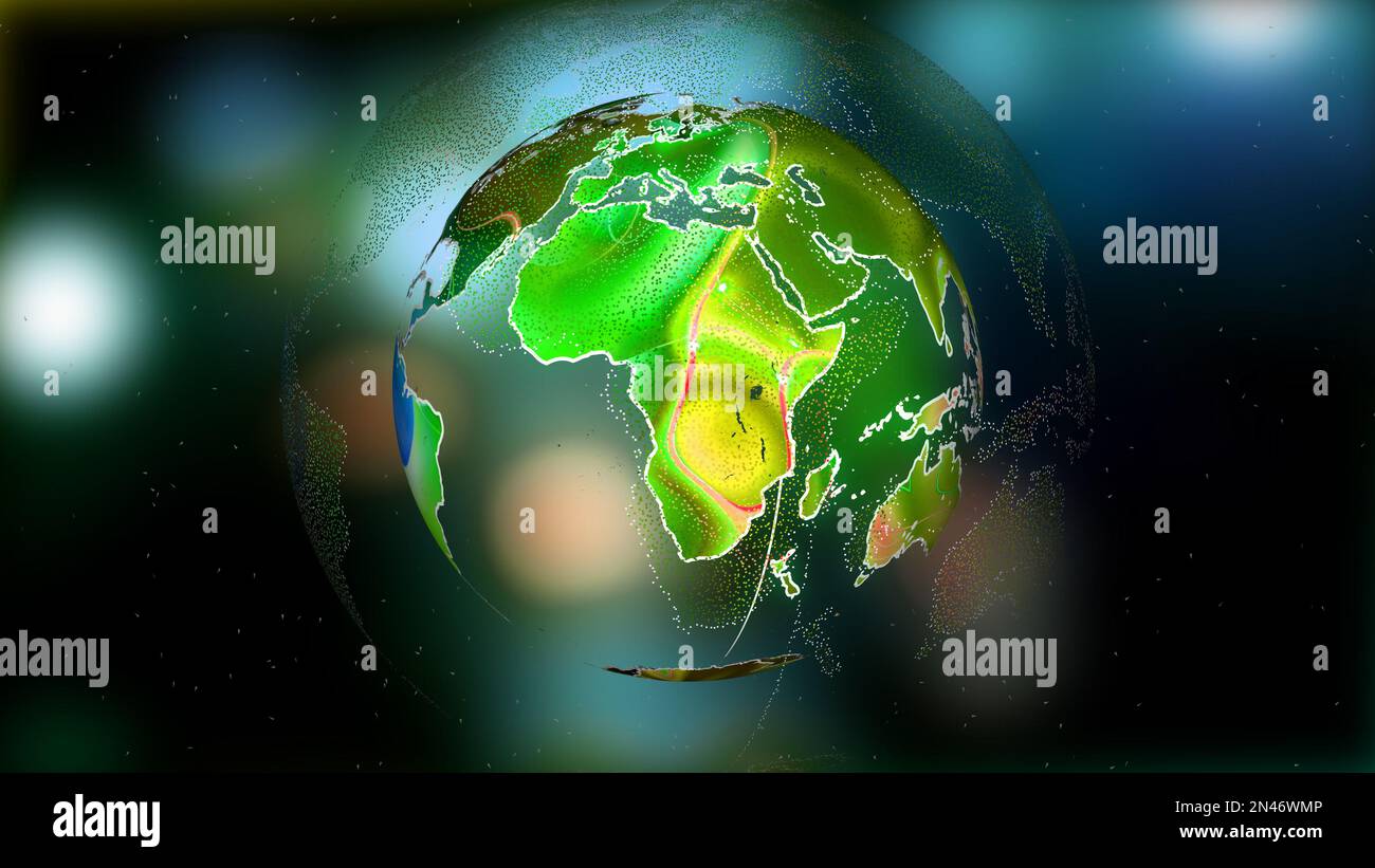 Techy earth map globe. Abstract colorful particles earth globe Stock ...