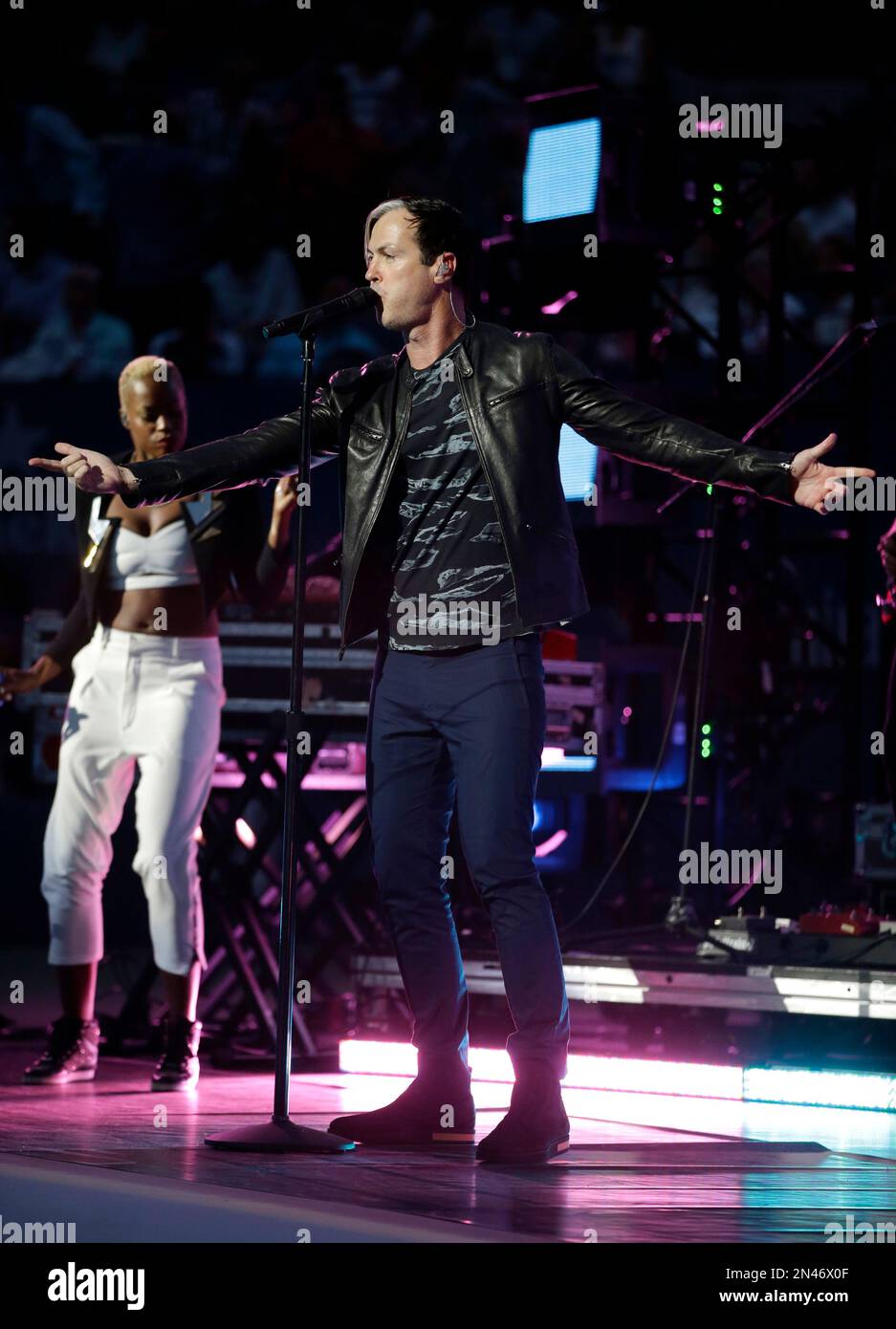 Singer Michael Fitzpatrick of the group Fitz and the Tantrum sings ...