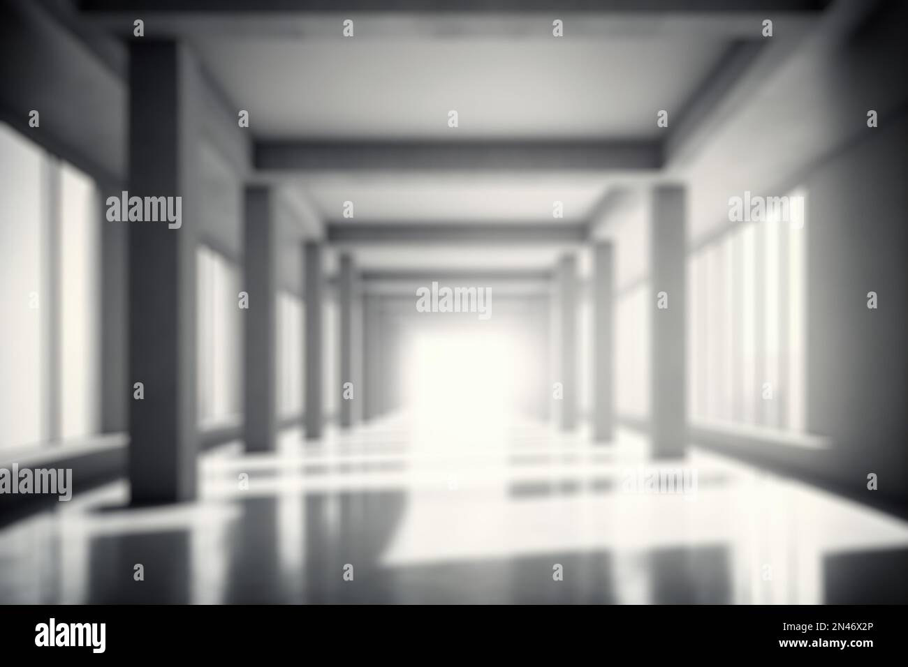 Blur background of large hall corridor inside office building ...
