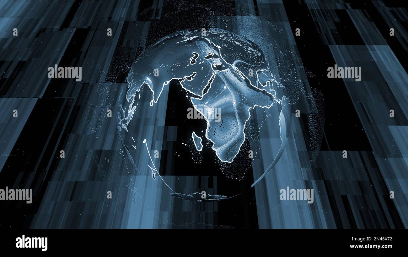 Techy earth map globe. Abstract colorful particles earth globe Stock ...