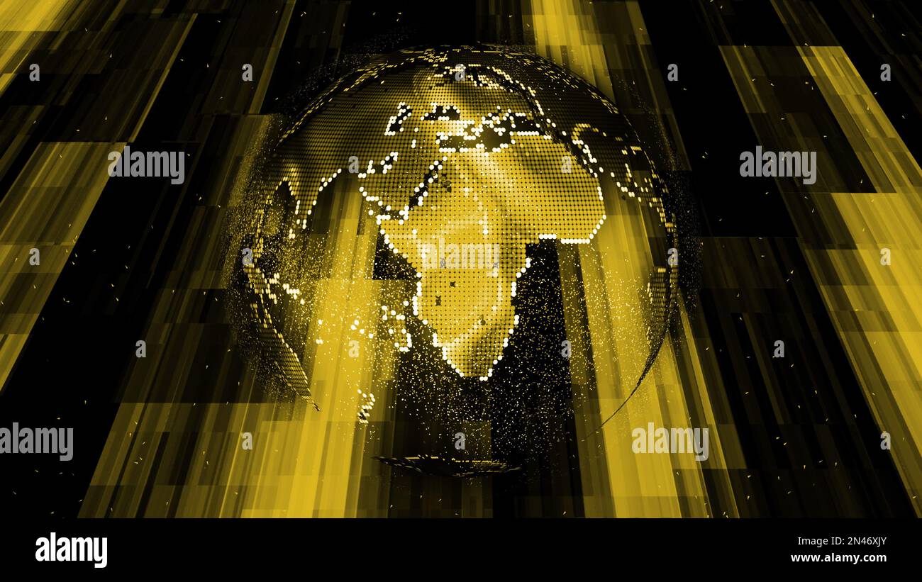 Techy earth map globe. Abstract colorful particles earth globe Stock ...