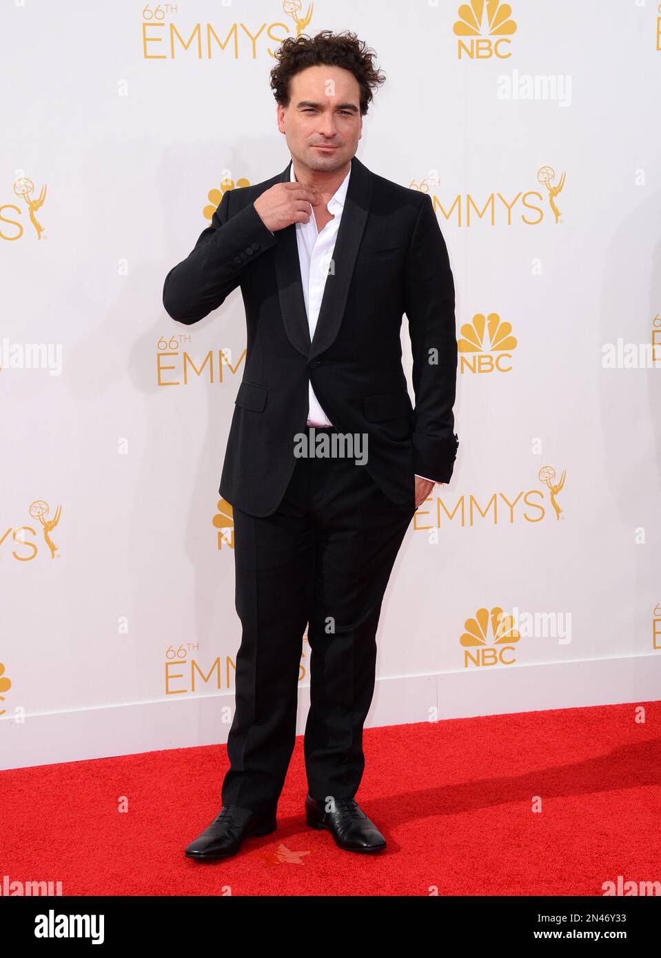 Johnny Galecki arrives at the 66th Annual Primetime Emmy Awards at the ...
