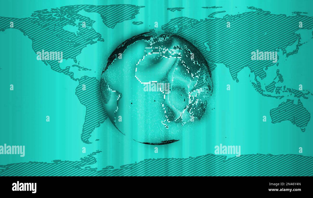 Techy earth map globe. Abstract colorful particles earth globe Stock ...