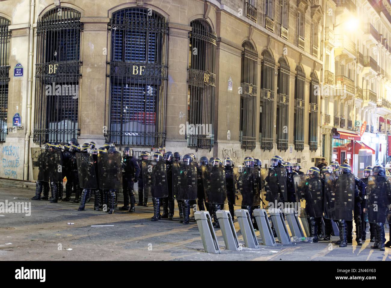 Paris, France. 7th Feb, 2023. Demonstration against pension reform and ...