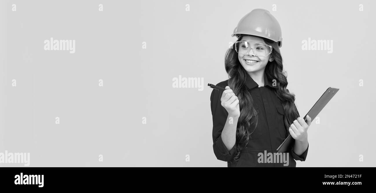 good job. future engineer. study at school. sight check. teen girl in ...