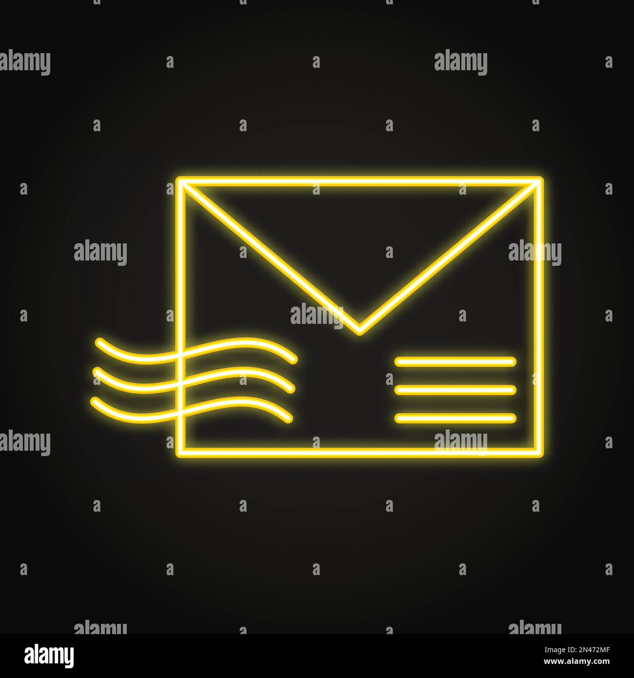 Neon mail icon in line style. Postal envelope symbol. Vector ...