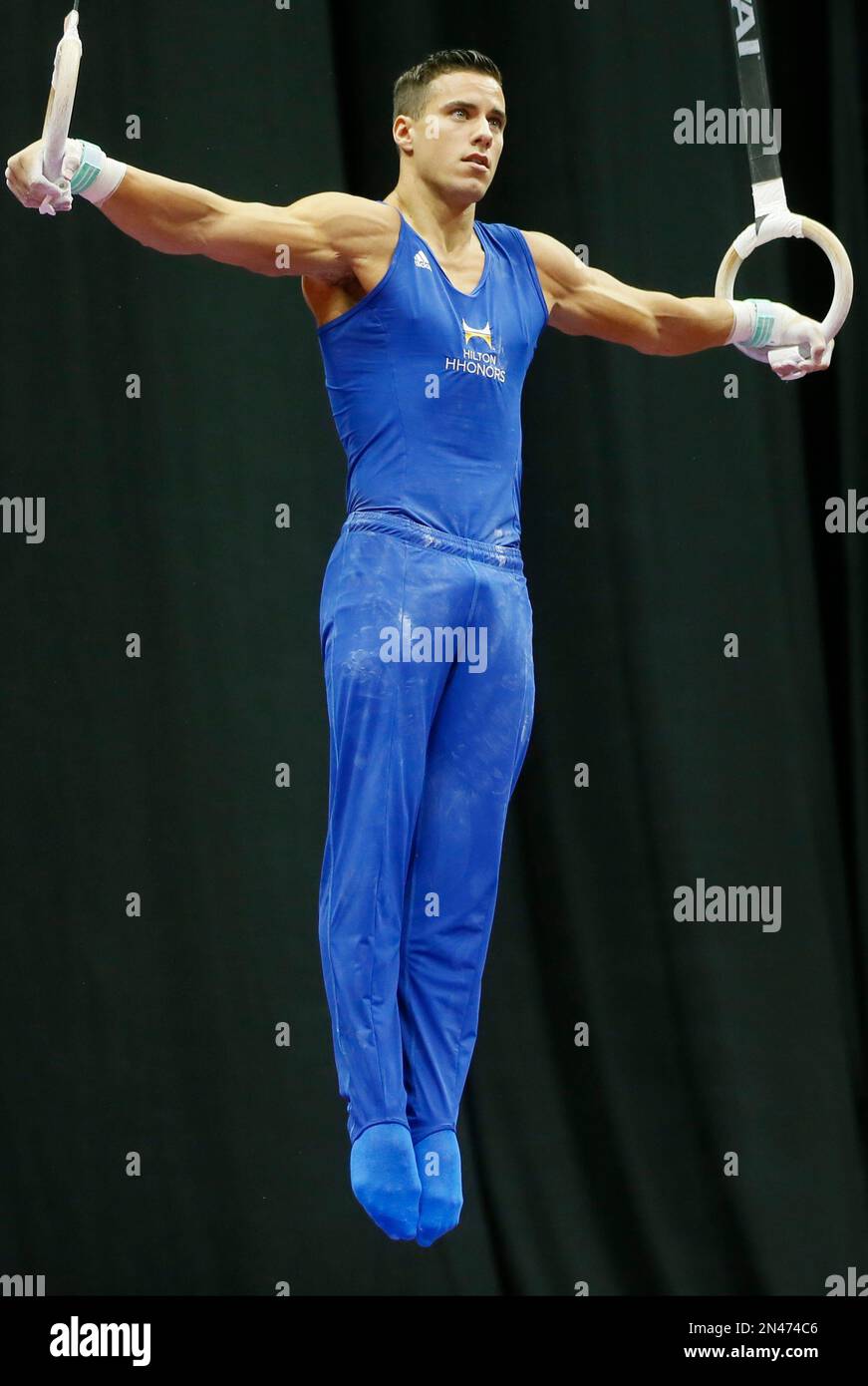 Jacob Dalton competes on the rings at the U.S. men's gymnastic ...
