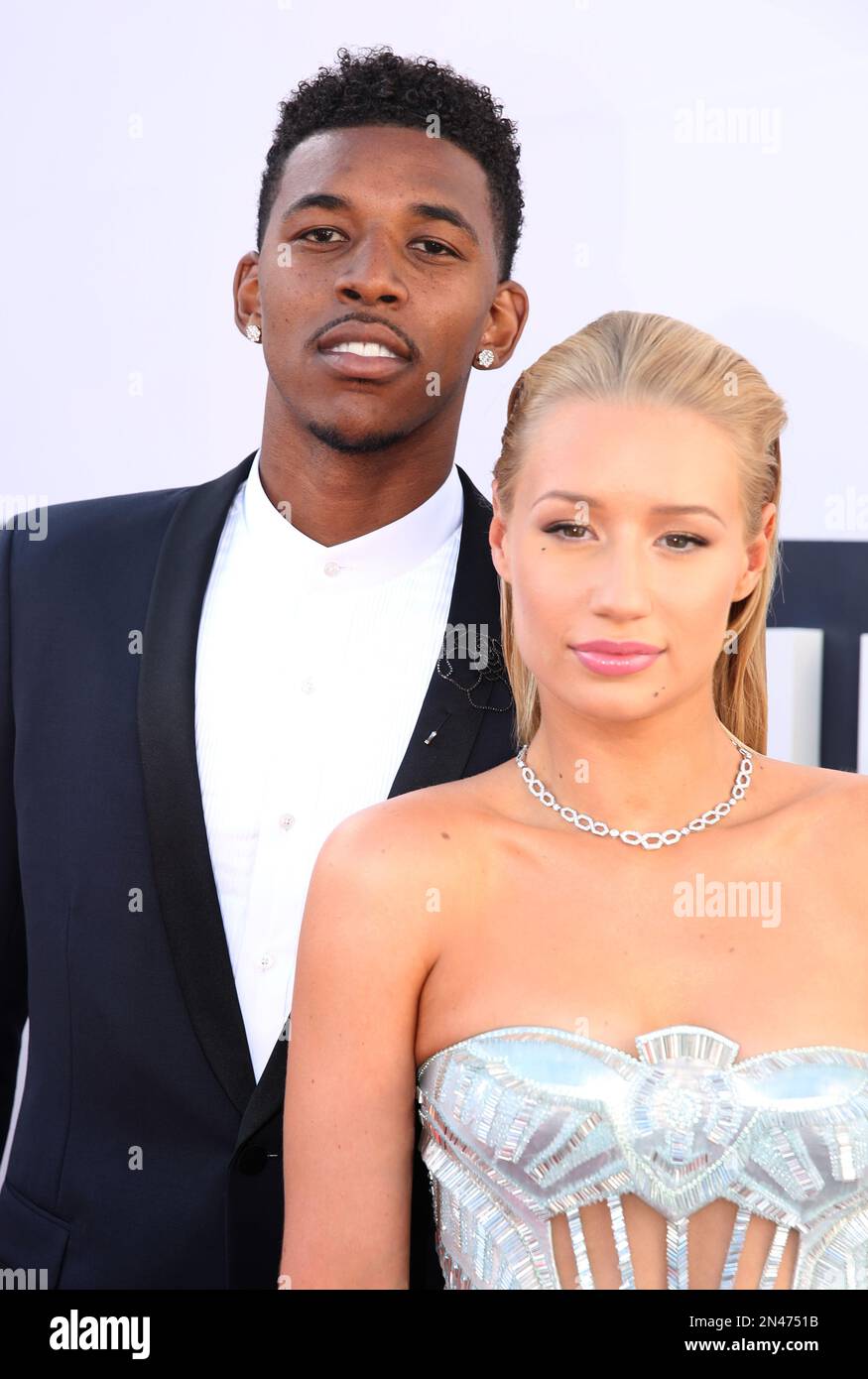 Nick Young, left, and Iggy Azalea arrives at the MTV Video Music Awards ...