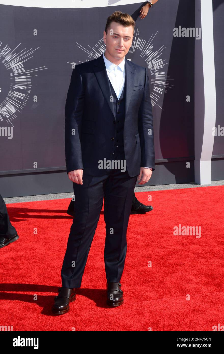 Sam Smith arrives at the MTV Video Music Awards at The Forum on Sunday ...