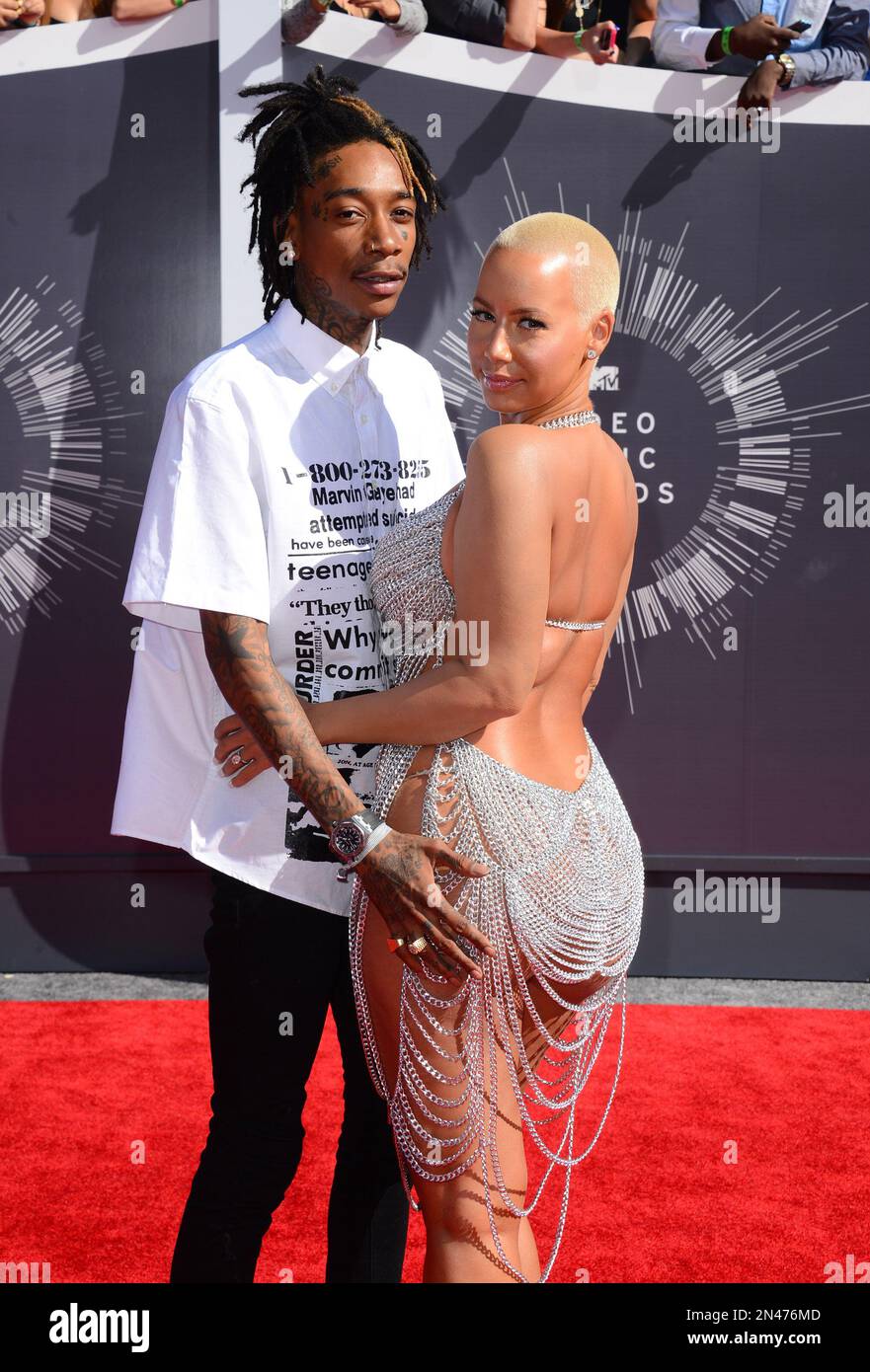 Wiz Khalifa, left, and Amber Rose arrive at the MTV Video Music Awards at The Forum on Sunday ...