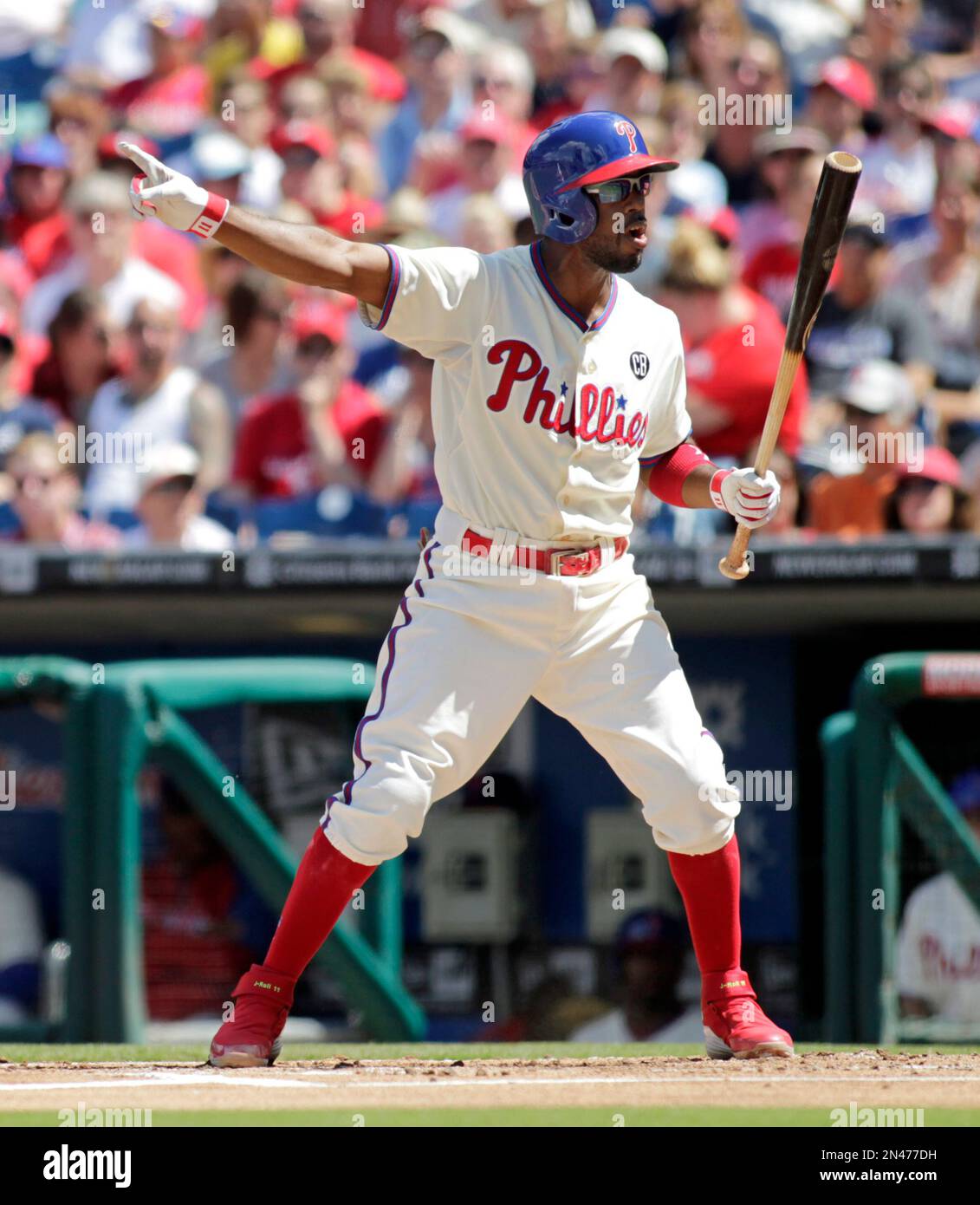Philadelphia Phillies' Jimmy Rollins in baseball action against the St ...
