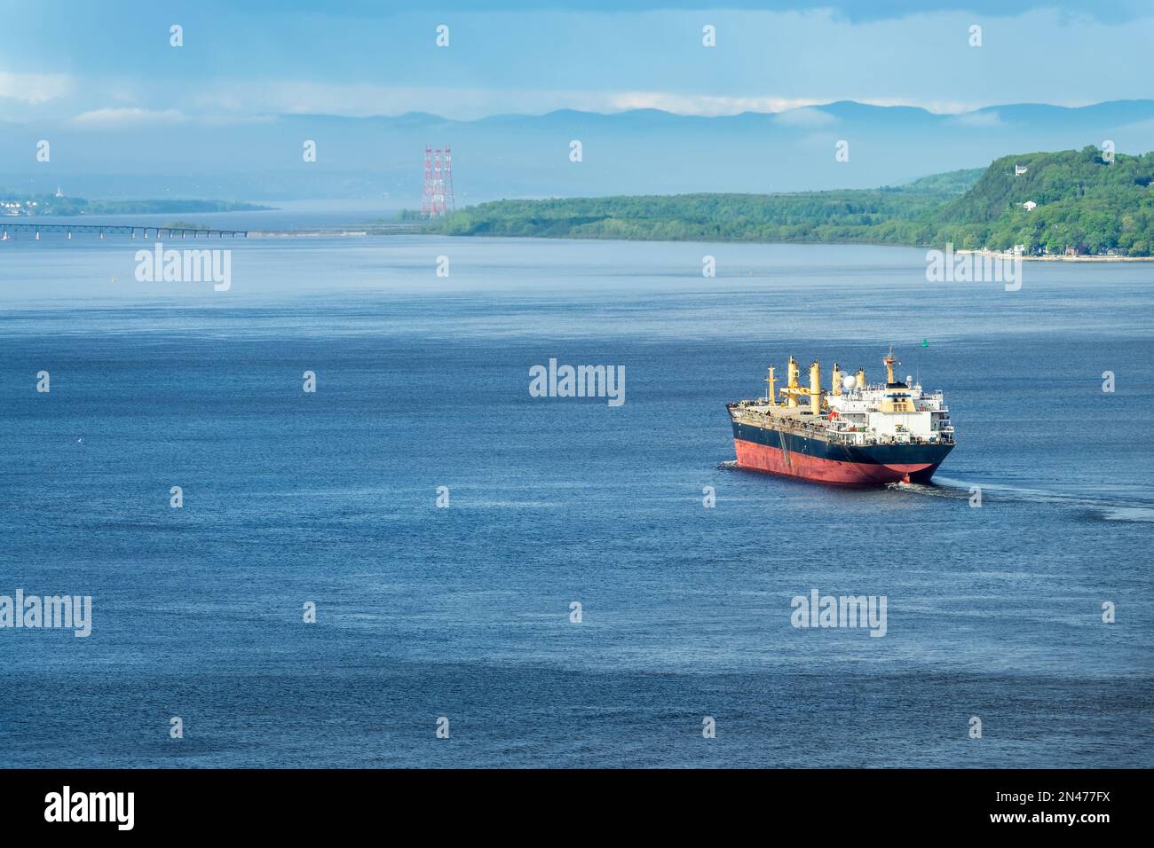 Container ship on St Lawrence river in Quebec, Canada Stock Photo - Alamy