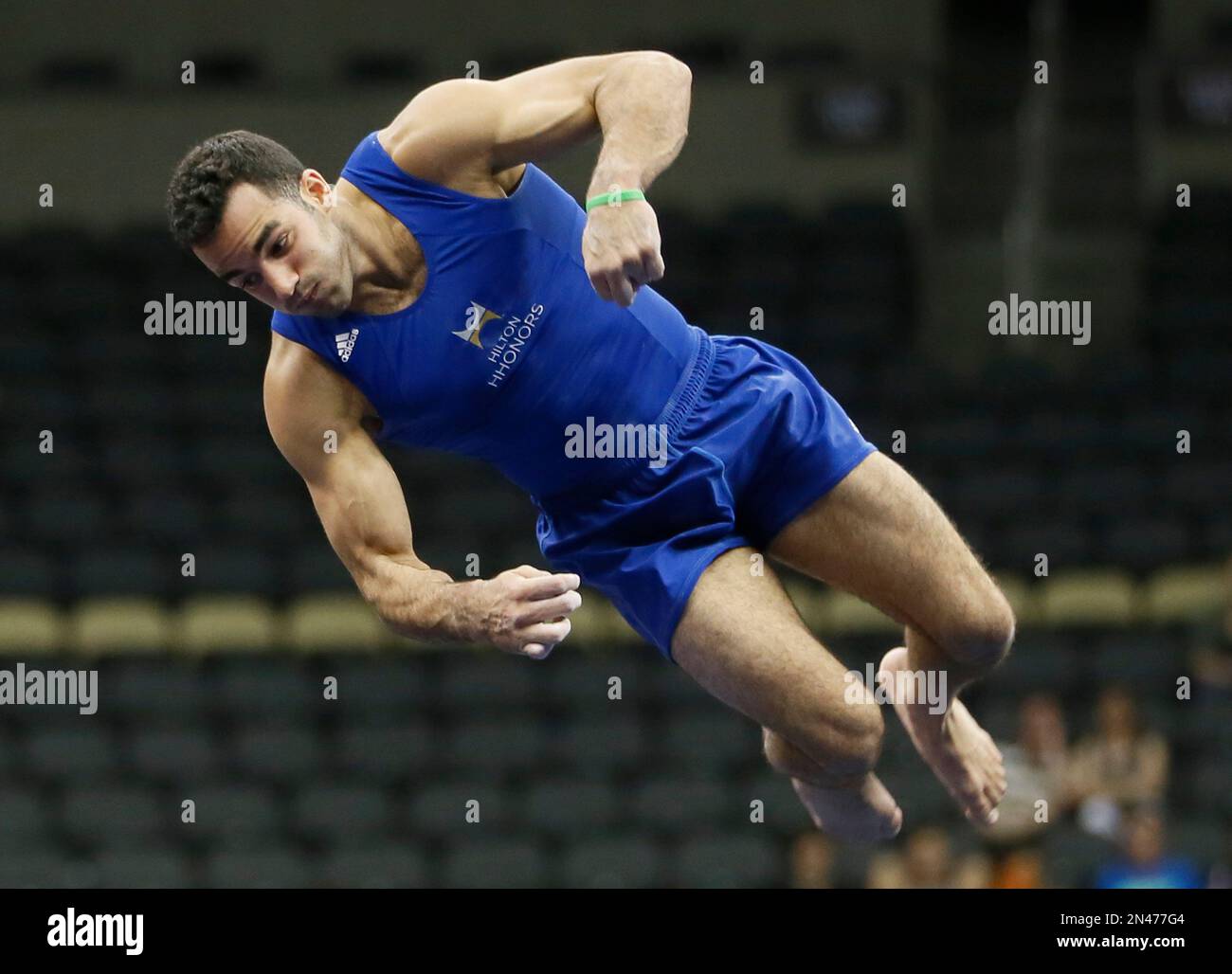 Danell Leyva competes in the floor exercise competition at the U.S. men ...