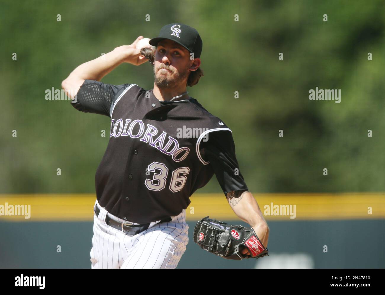Colorado Rockies starting pitcher Christian Bergman works against the ...