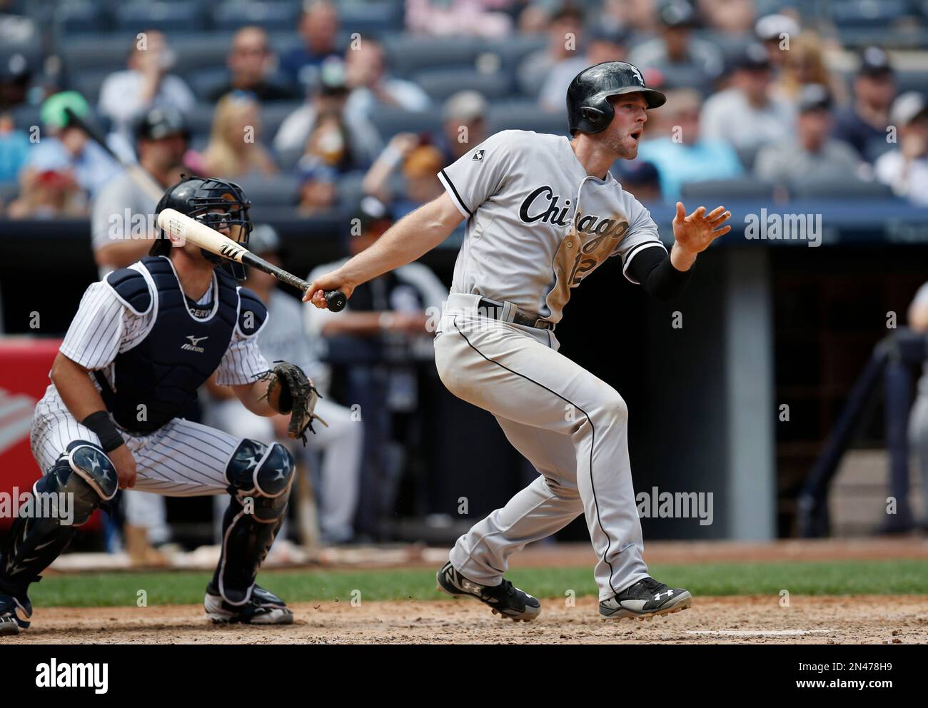 Chicago White Sox's Conor Gillaspie (12) hits a sixth-inning two-run ...