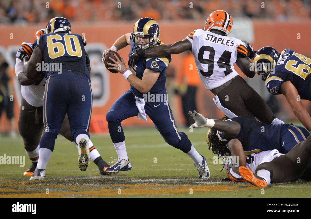 St. Louis Rams quarterback Garrett Gilbert (5) scrambles against the ...