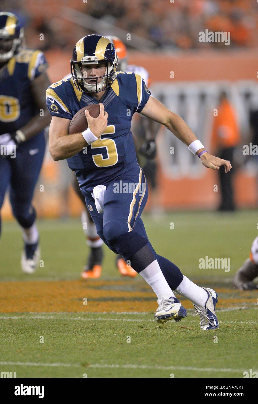 St. Louis Rams quarterback Garrett Gilbert (5) scrambles against the ...