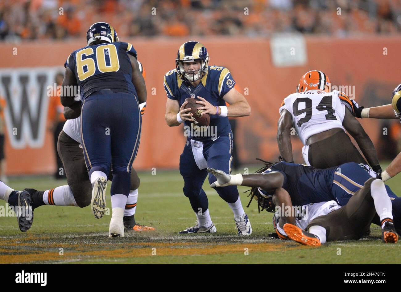 St. Louis Rams quarterback Garrett Gilbert (5) scrambles against the ...