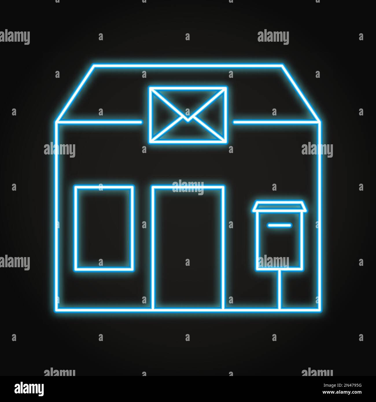 Neon post office building icon in line style. Vector illustration Stock ...