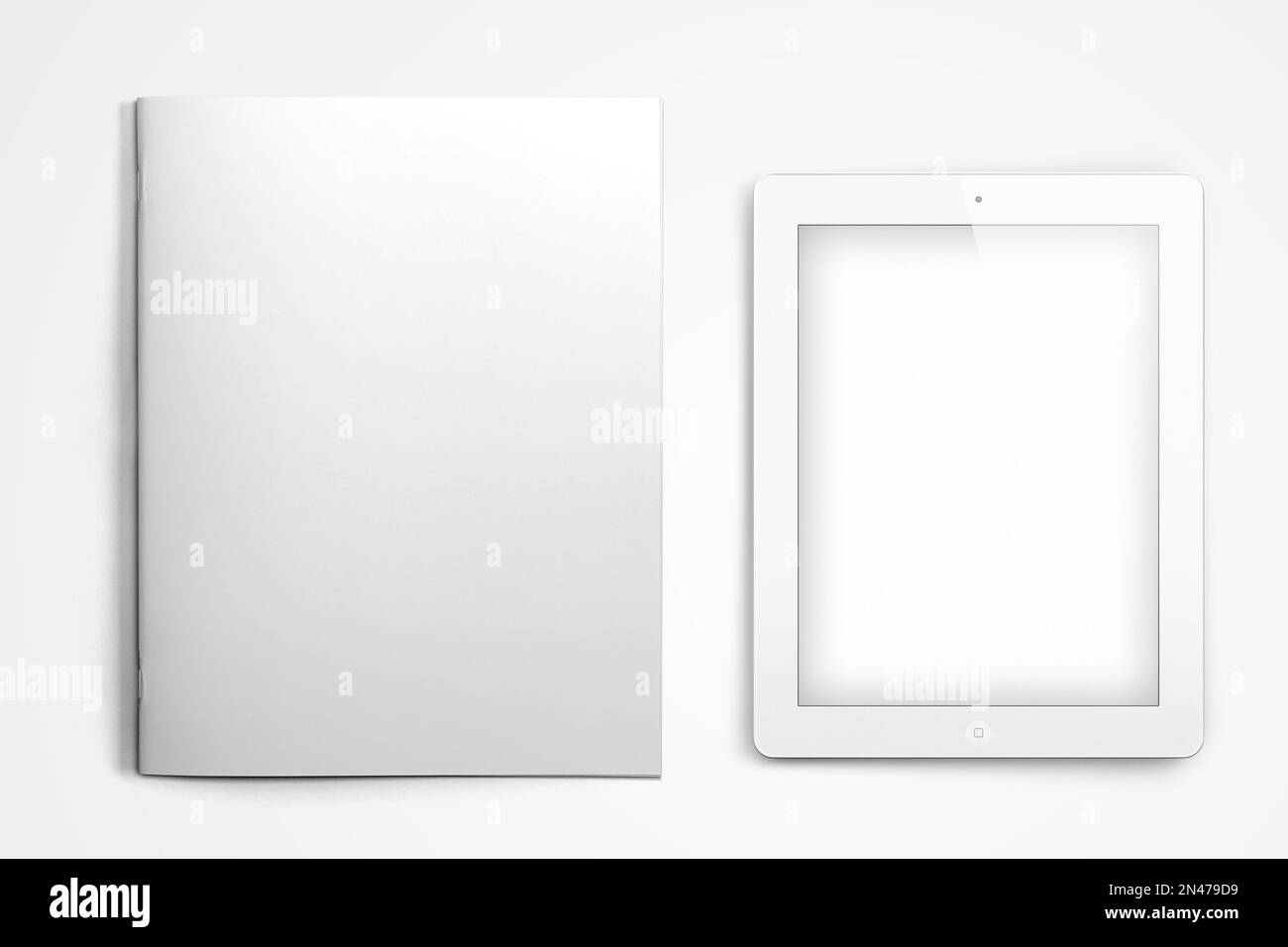 A4 Advertising Magazine Brochure Mockup 3D Rendering White Background Stock Photo - Alamy