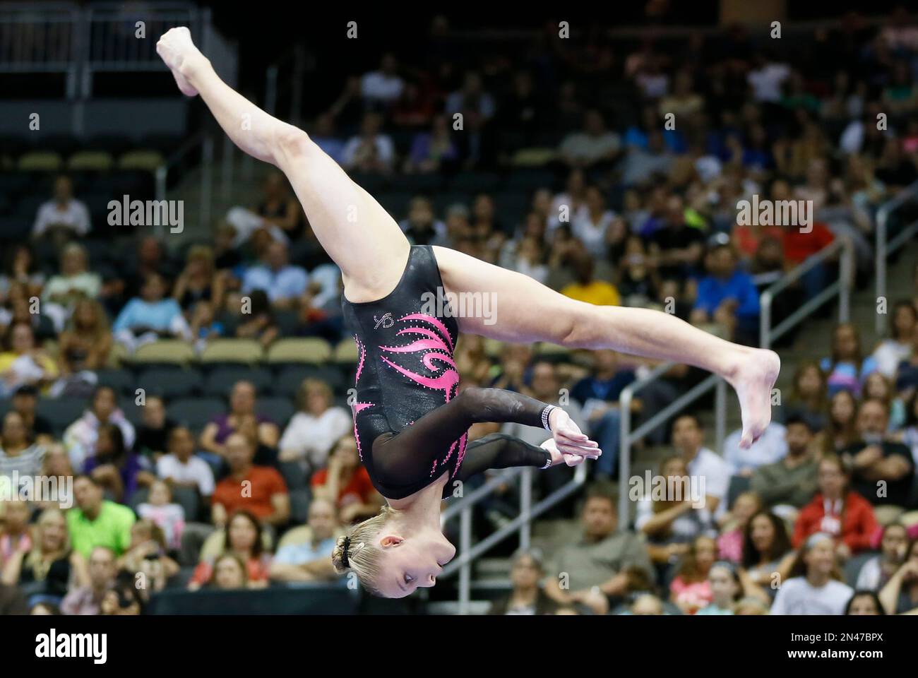Alyssa Bauman performs on the balance beam at the U.S. women's ...