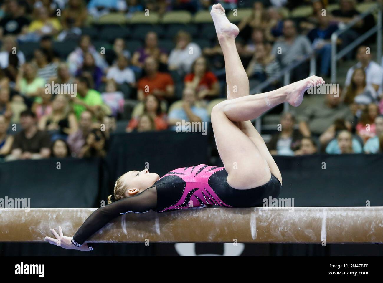 Alyssa Bauman performs on the balance beam at the U.S. women's ...