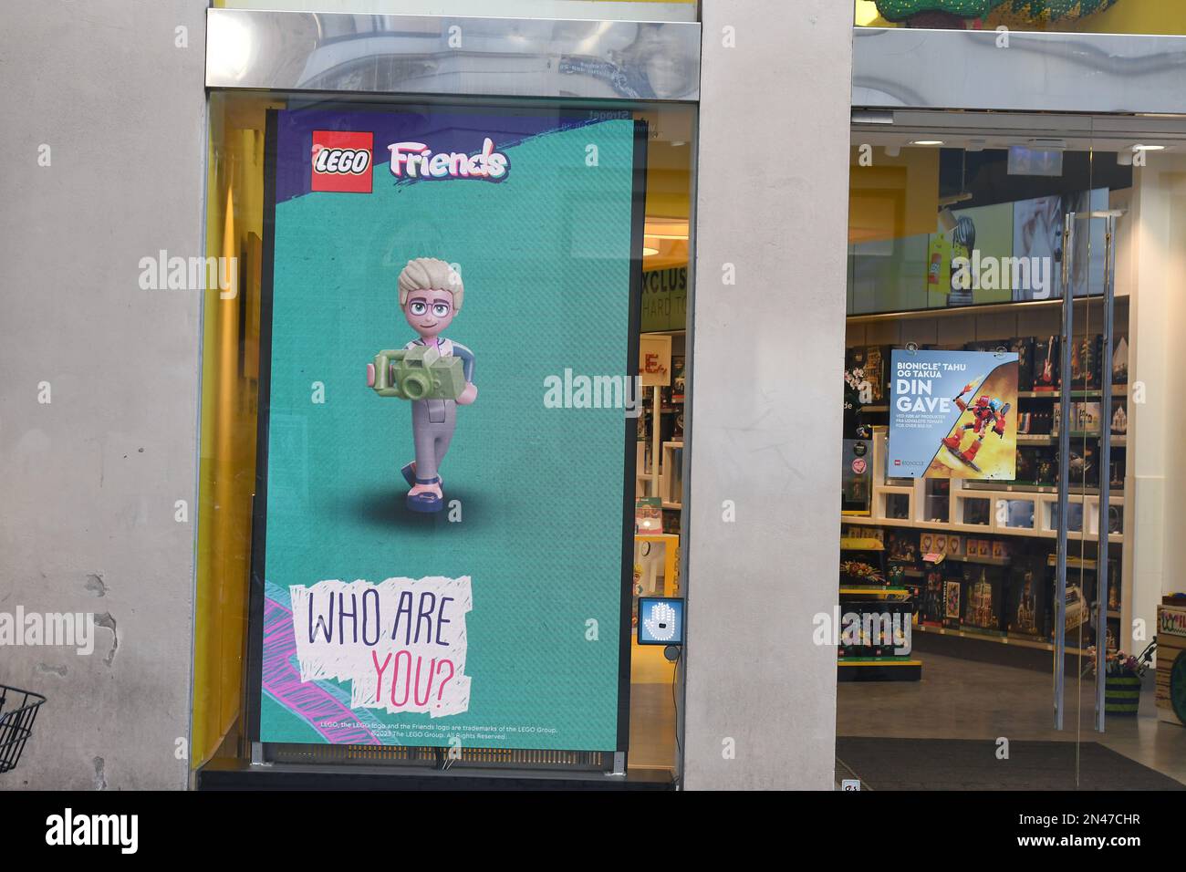 Copenhagen/Denmark/08 February 2023/ Lego bricks store on stroeget on ...