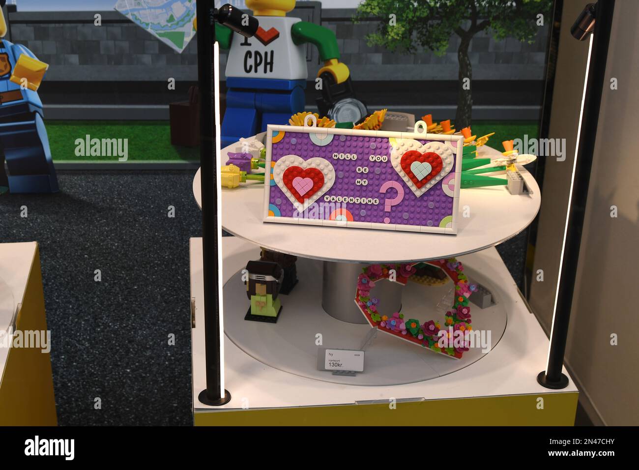 Copenhagen/Denmark/08 February 2023/ Lego bricks store on stroeget on ...