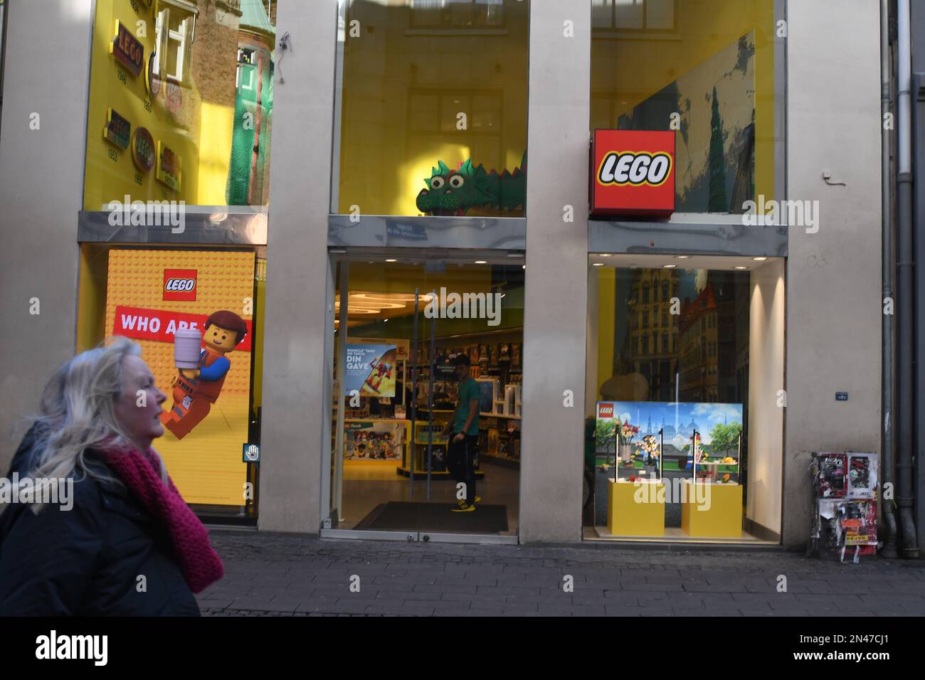 Copenhagen/Denmark/08 February 2023/ Lego bricks store on stroeget on ...
